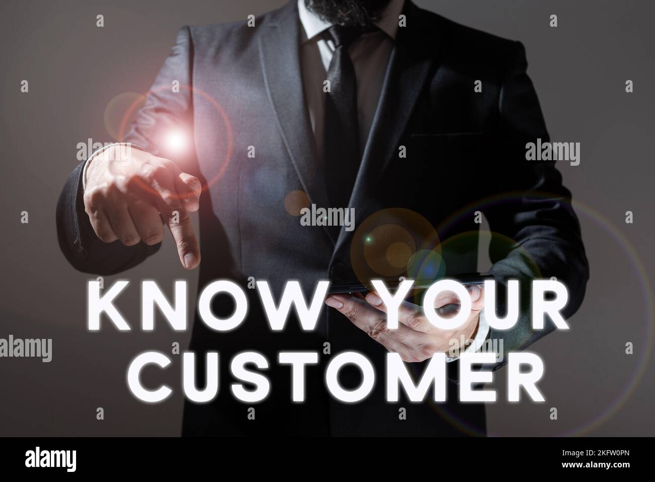 Hand writing sign Know Your Customer. Business approach Marketing ...