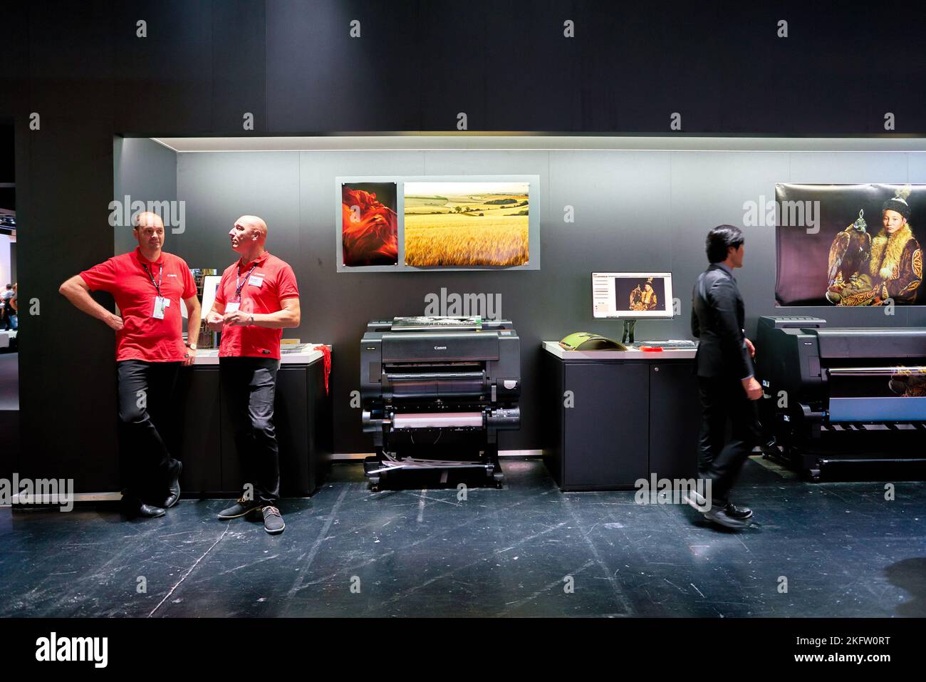 COLOGNE, GERMANY - CIRCA SEPTEMBER, 2018: inkjet printers on display at ...