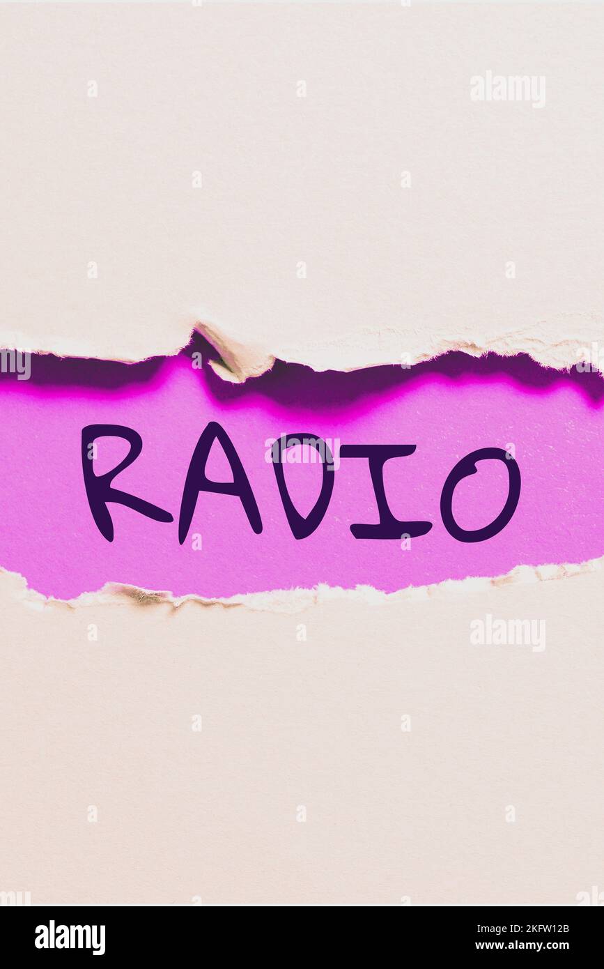 Text caption presenting Radio. Concept meaning transmission reception ...