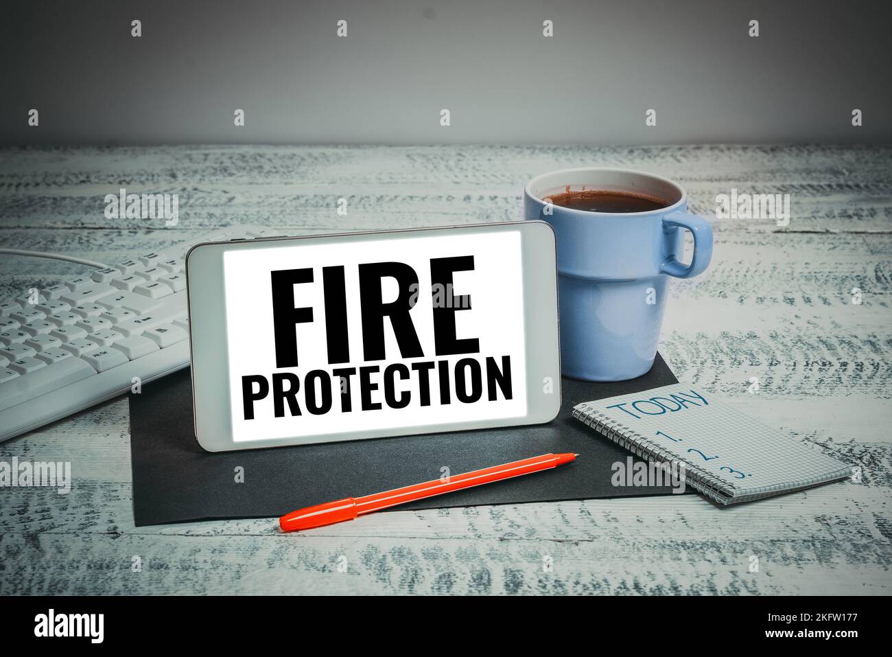 Handwriting text Fire Protection. Internet Concept measures taken to ...