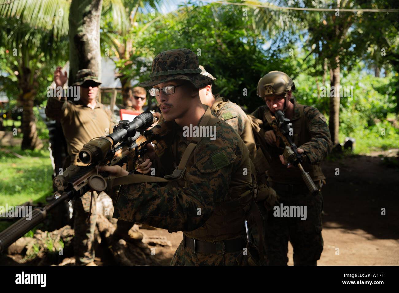 U.S. Marines with 1st Battalion, 2d Marines conduct close quarters ...