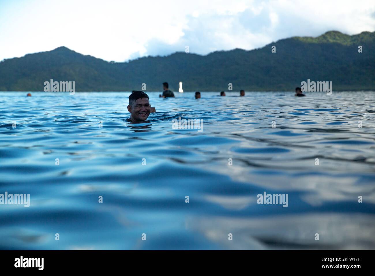 A Philippine Marine with Marine Battalion Landing Team 10 cools off ...