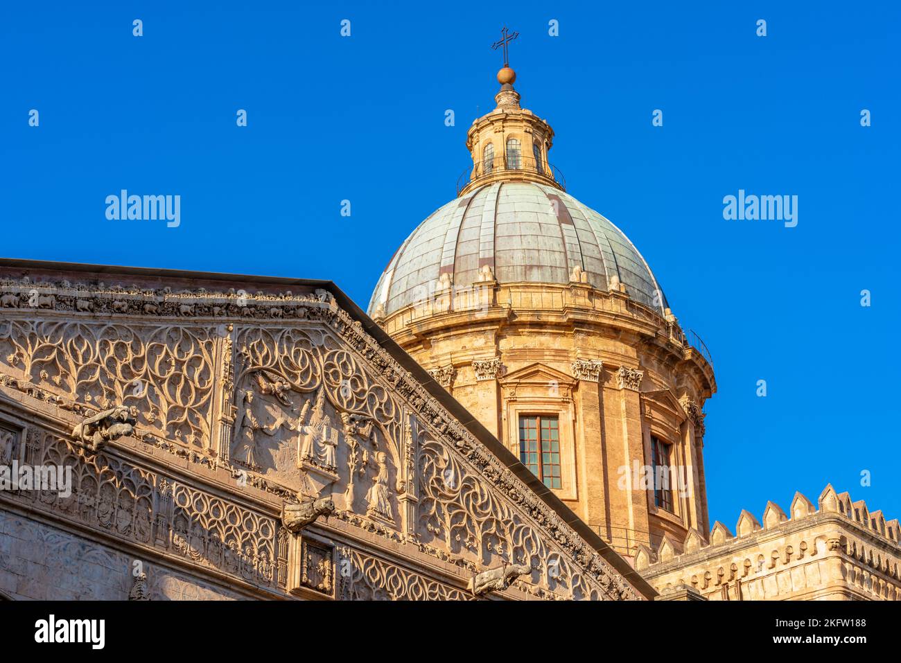 View of the dome of the Palermo Cathedral in Sicily, Southern Italy ...