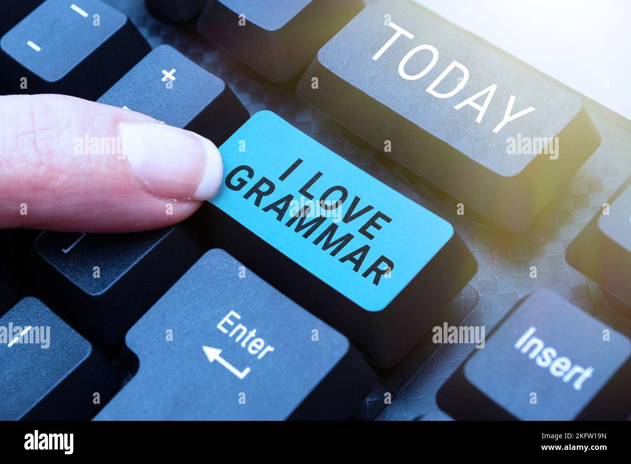 Handwriting text I Love Grammar. Word Written on act of admiring system ...