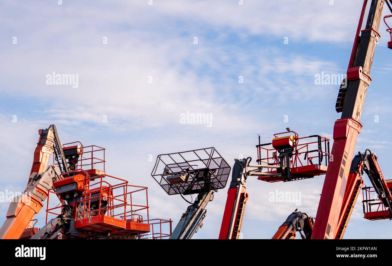 Articulated boom lift. Aerial platform lift. Telescopic boom lift ... Articulated boom lift. Aerial platform lift. Telescopic boom lift ...