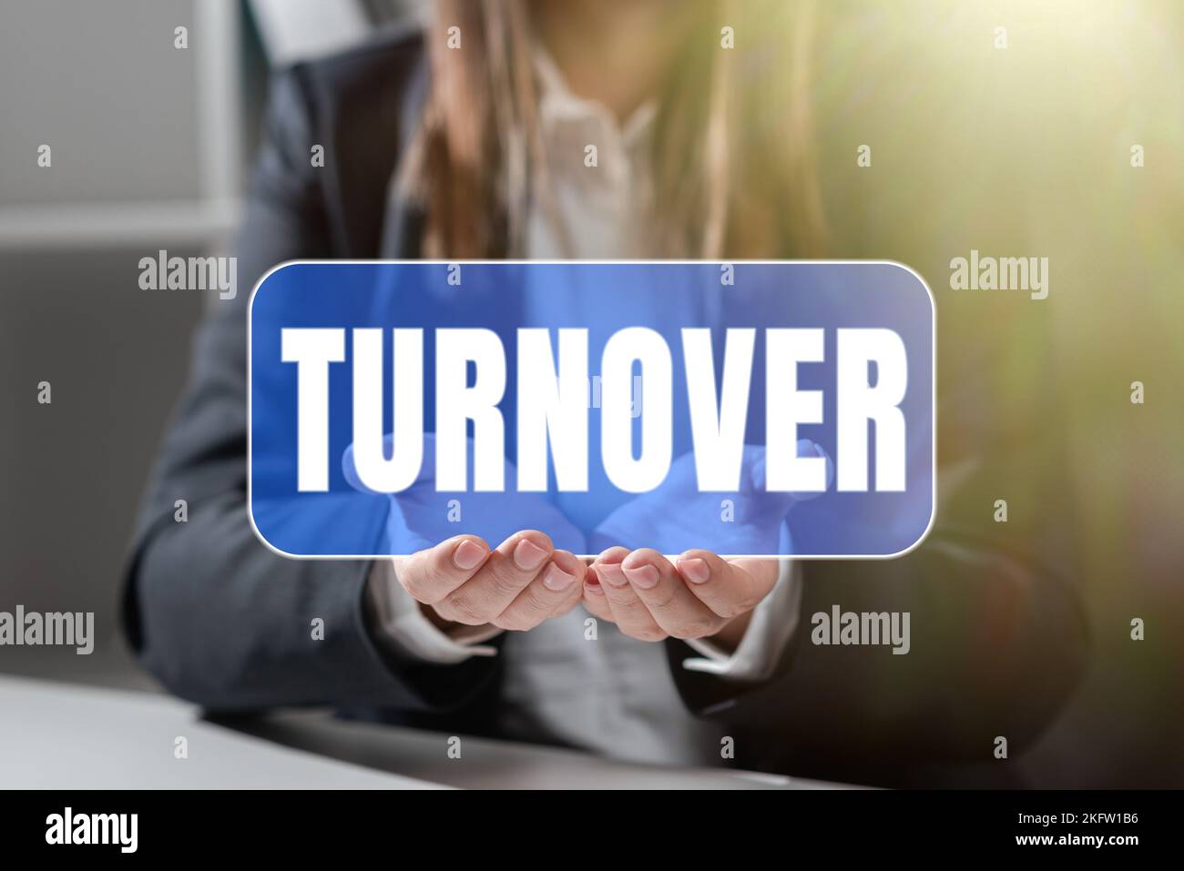 Hand writing sign Turnover. Business showcase the percentage of workers ...