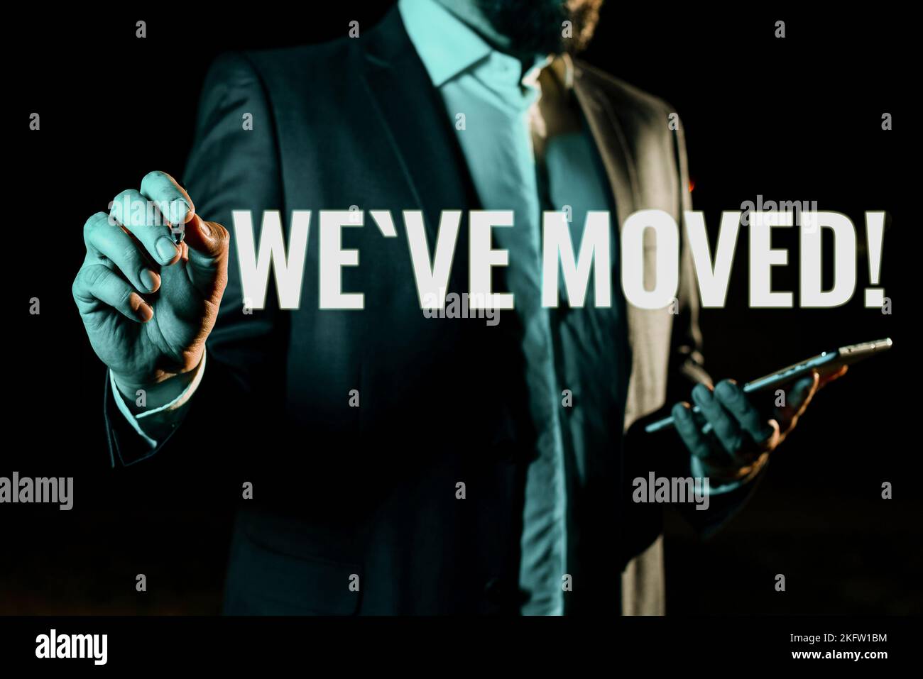 Handwriting text We'Ve Moved. Word for going to live from place another ...