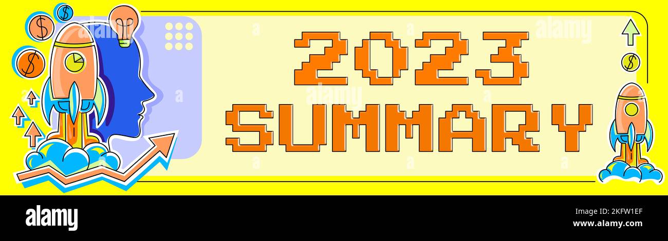 Sign displaying 2023 Summary. Word Written on summarizing past year ...