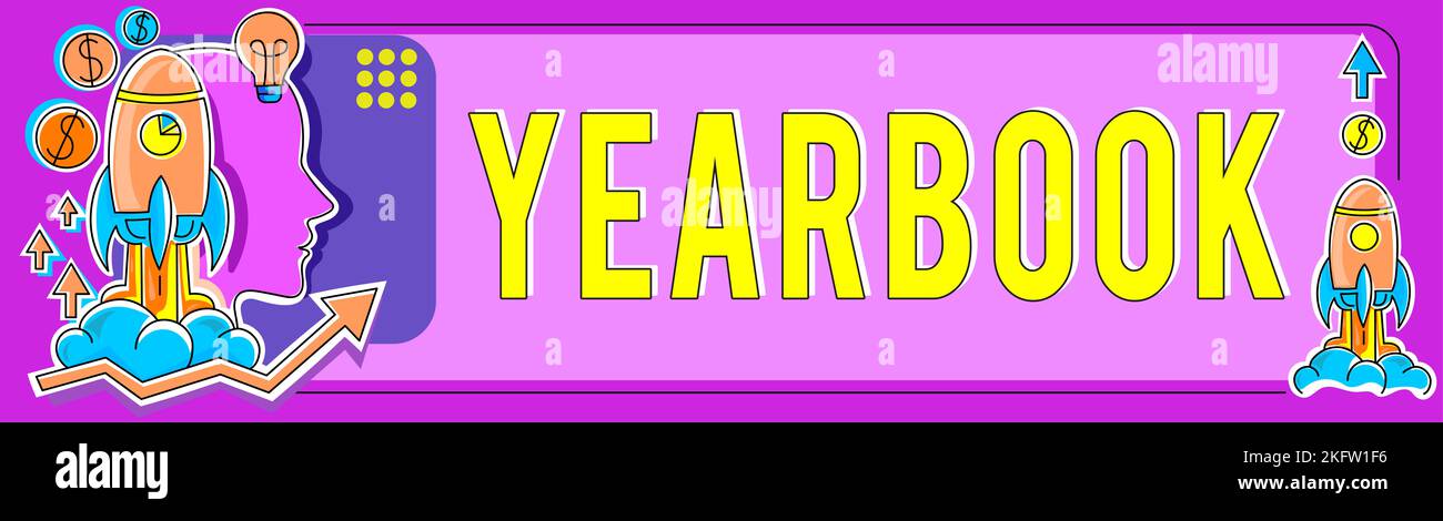 Writing displaying text Yearbook. Word Written on publication compiled ...