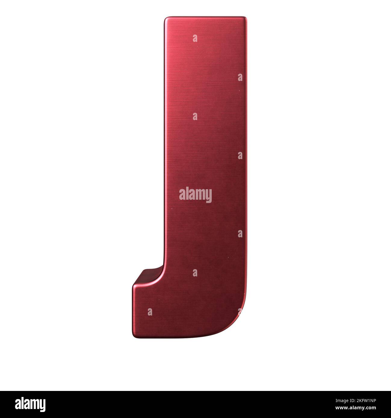 The 3D rendered red metallic J letter isolated on the white background ...