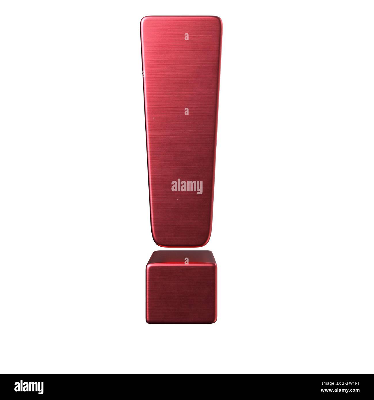 The 3D rendered red metallic exclamation mark isolated on the white ...