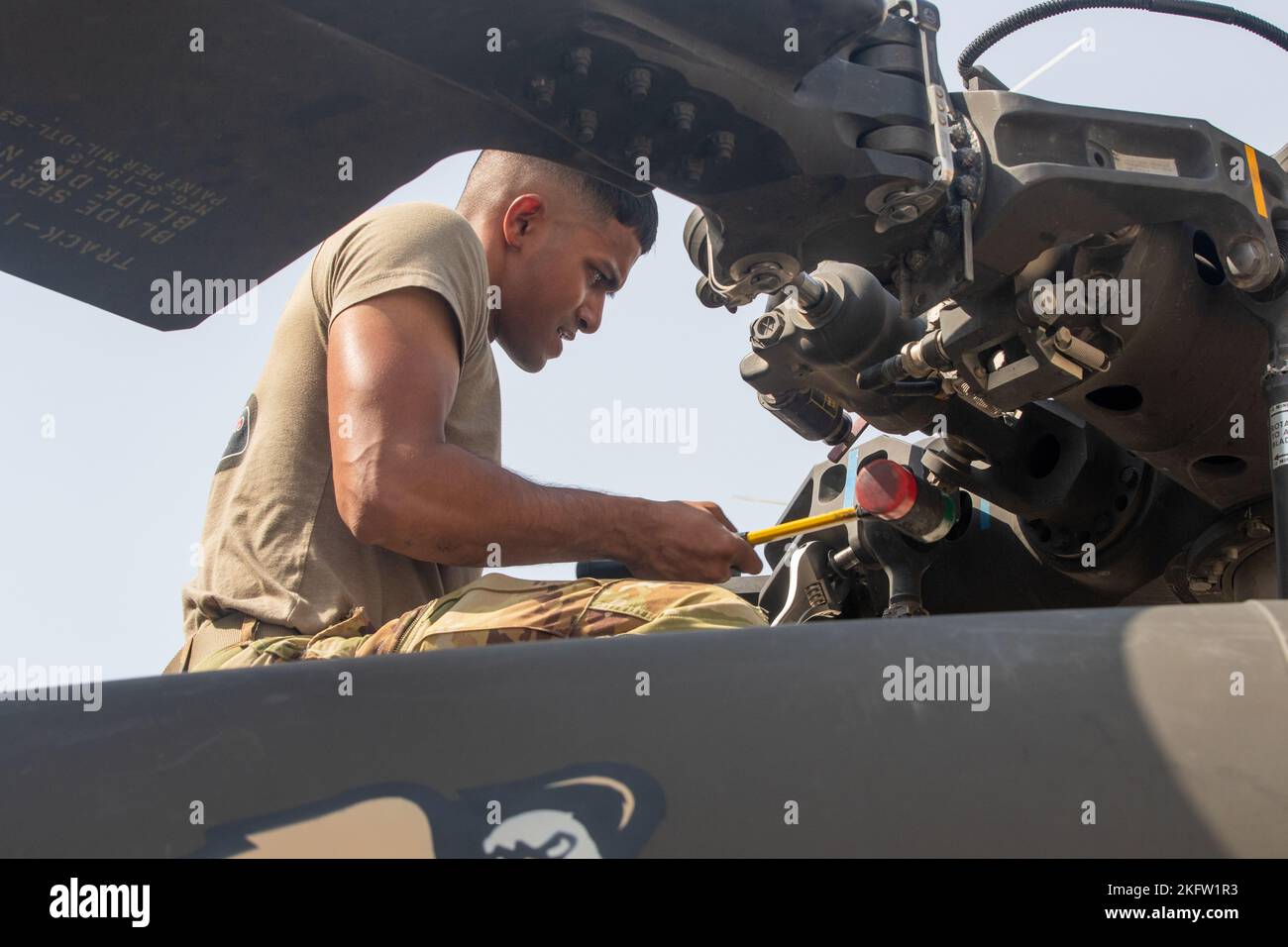 U.S. Army Soldiers from the 36th Combat Aviation Brigade conduct an ...
