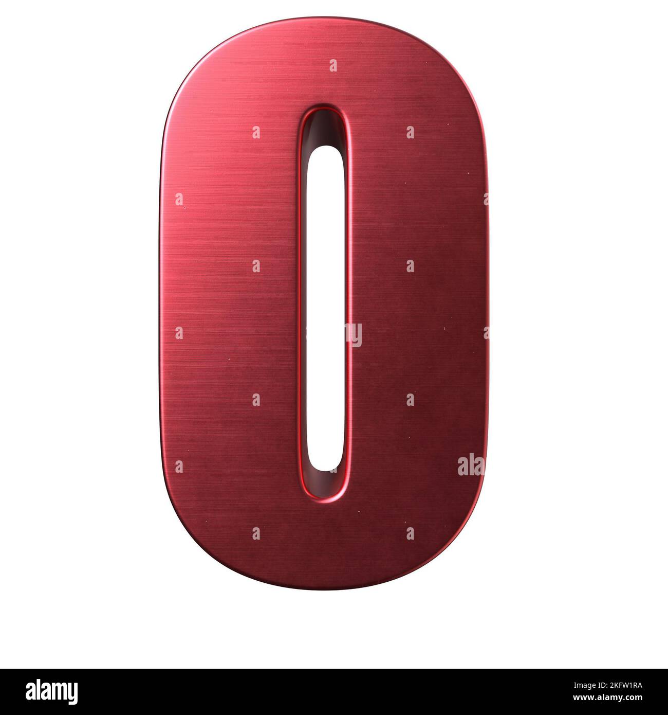The 3D rendered red metallic O letter isolated on the white background ...