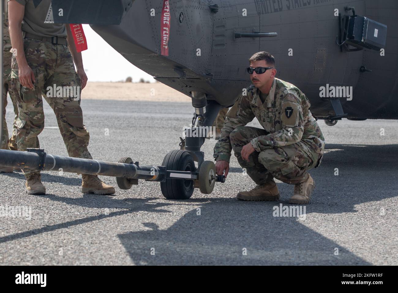 U.S. Army Soldiers from the 36th Combat Aviation Brigade conduct an ...