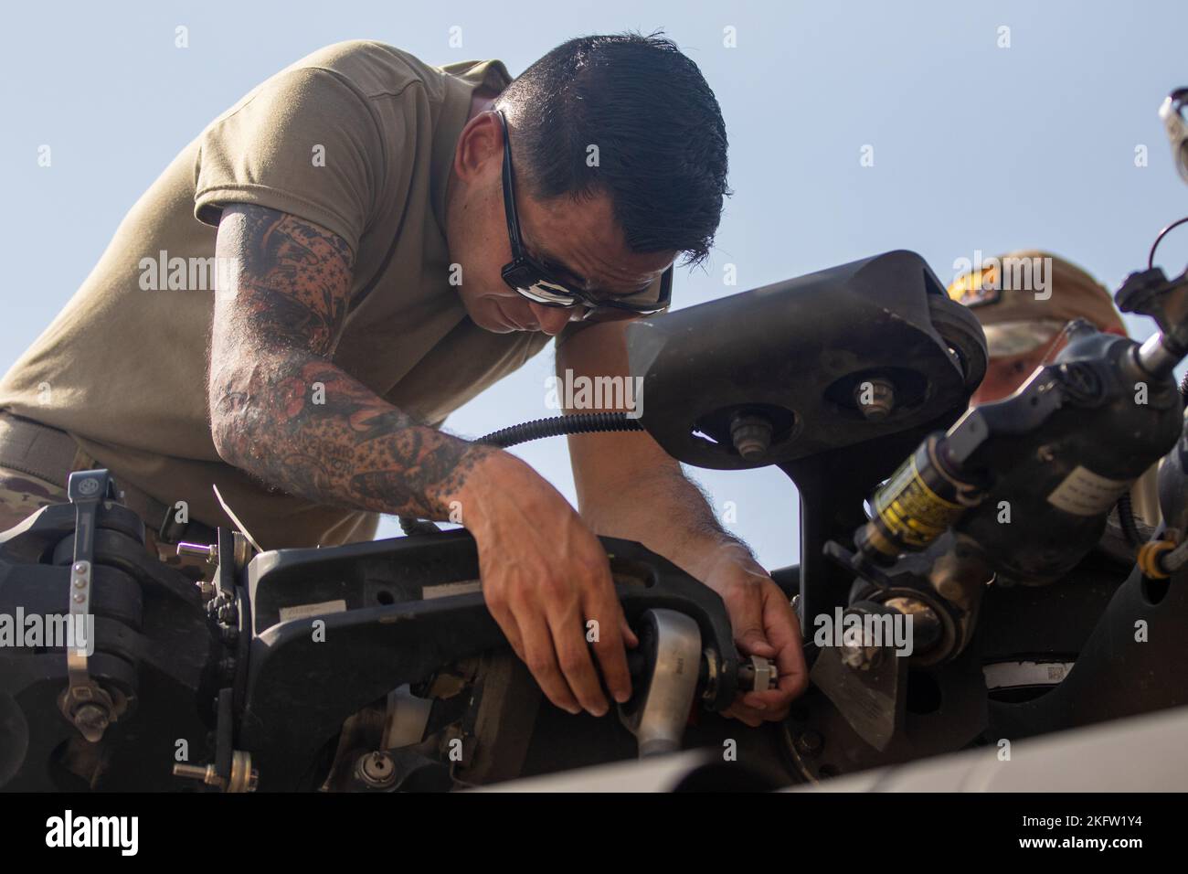 U.S. Army Soldiers from the 36th Combat Aviation Brigade conduct an ...