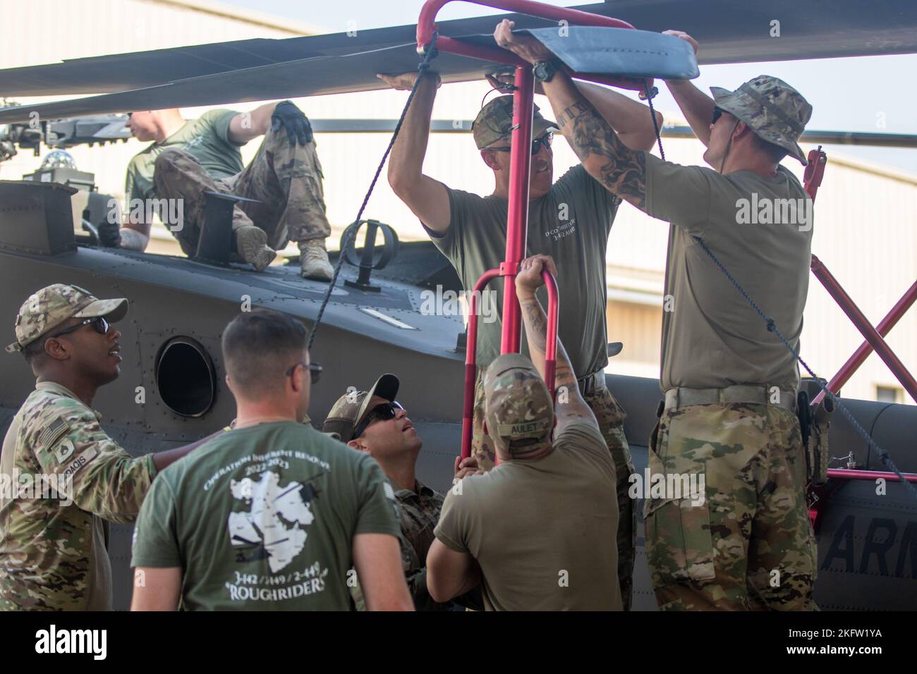 U.S. Army Soldiers from the 36th Combat Aviation Brigade conduct an ...