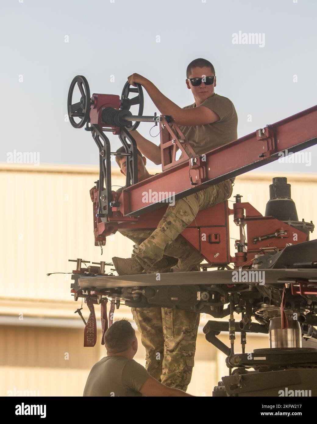 U.S. Army Soldiers from the 36th Combat Aviation Brigade conduct an ...