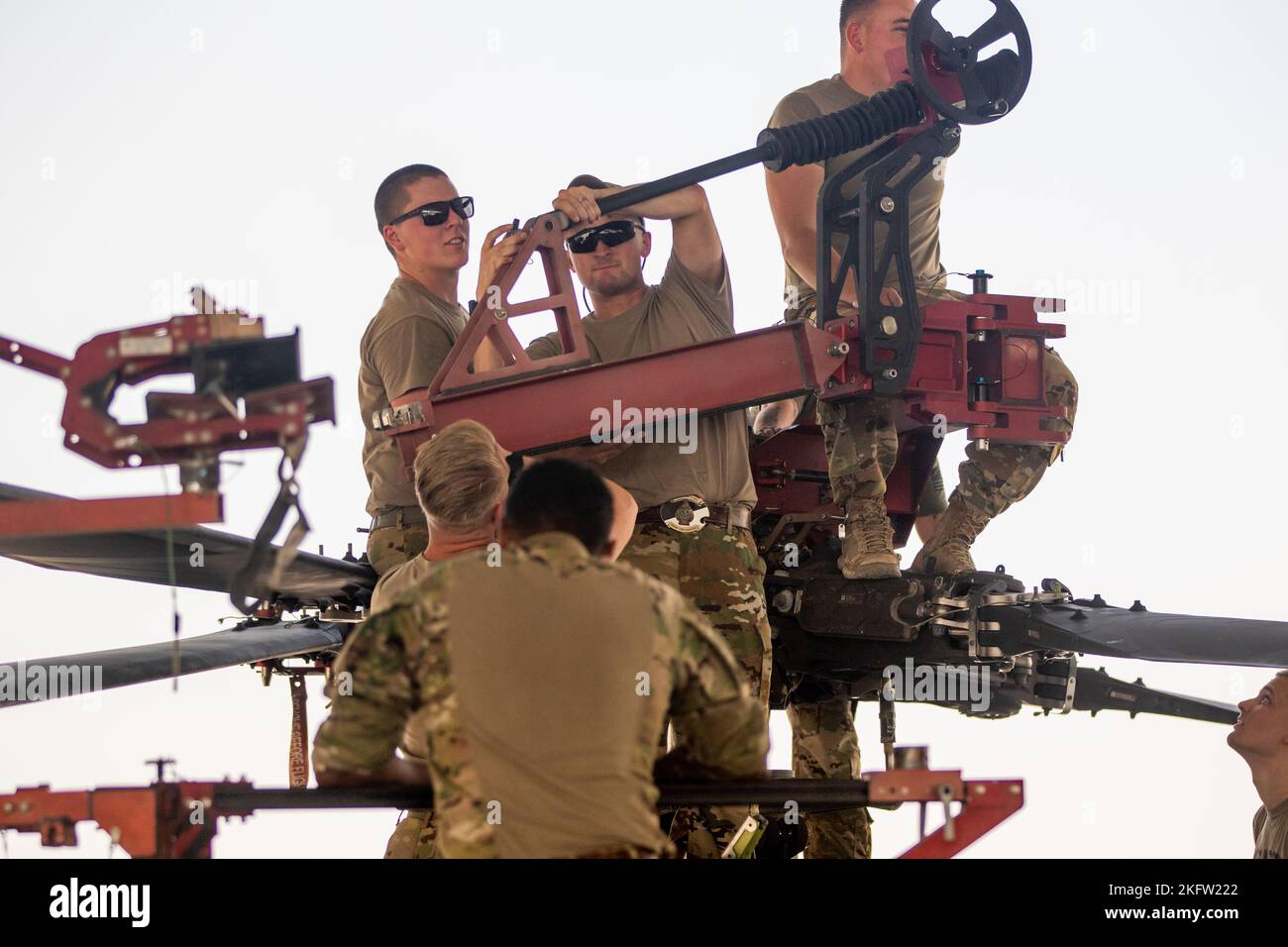 U.S. Army Soldiers from the 36th Combat Aviation Brigade conduct an ...