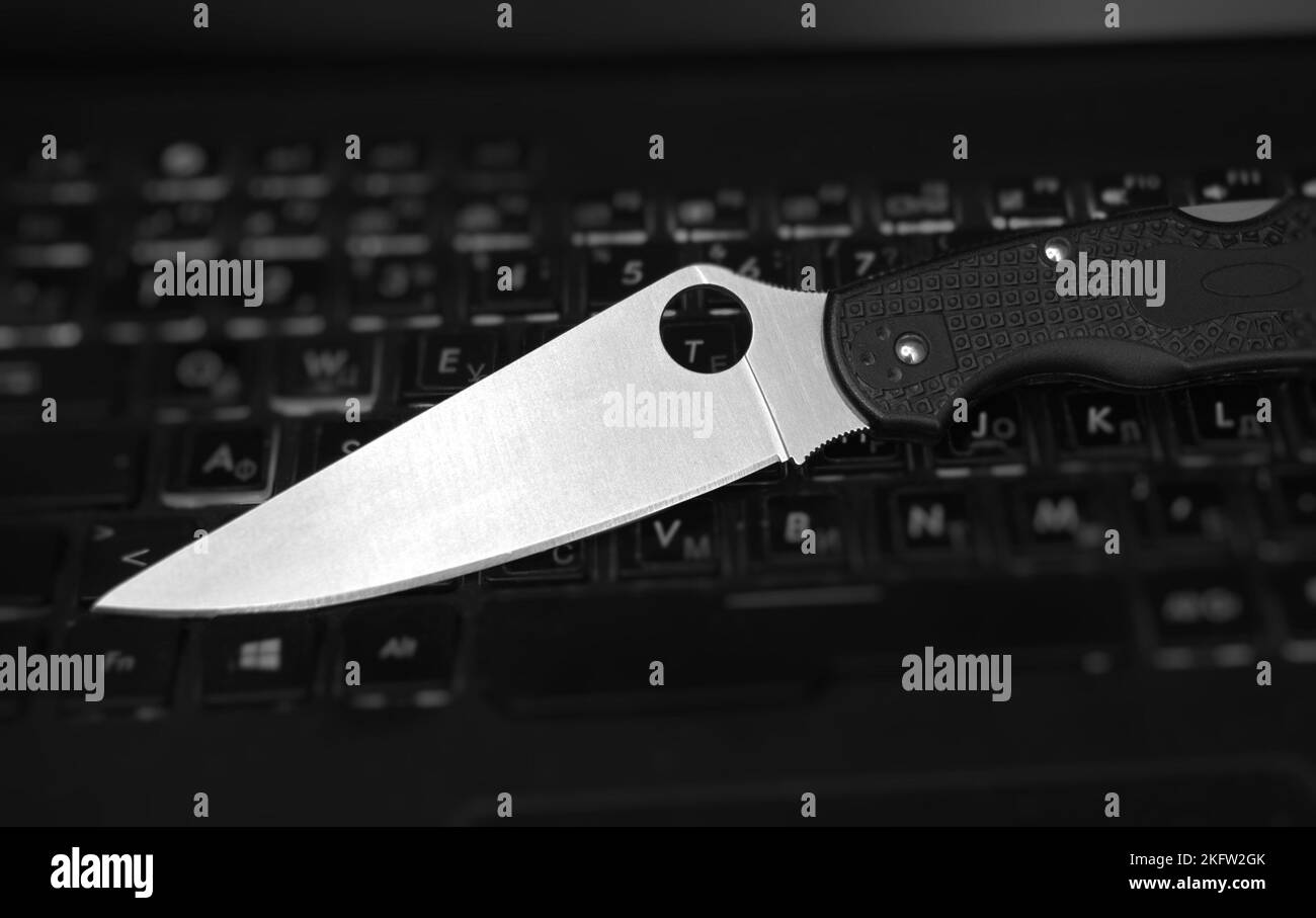 Folding knife beautiful rare design cutting silver edge black handle ...