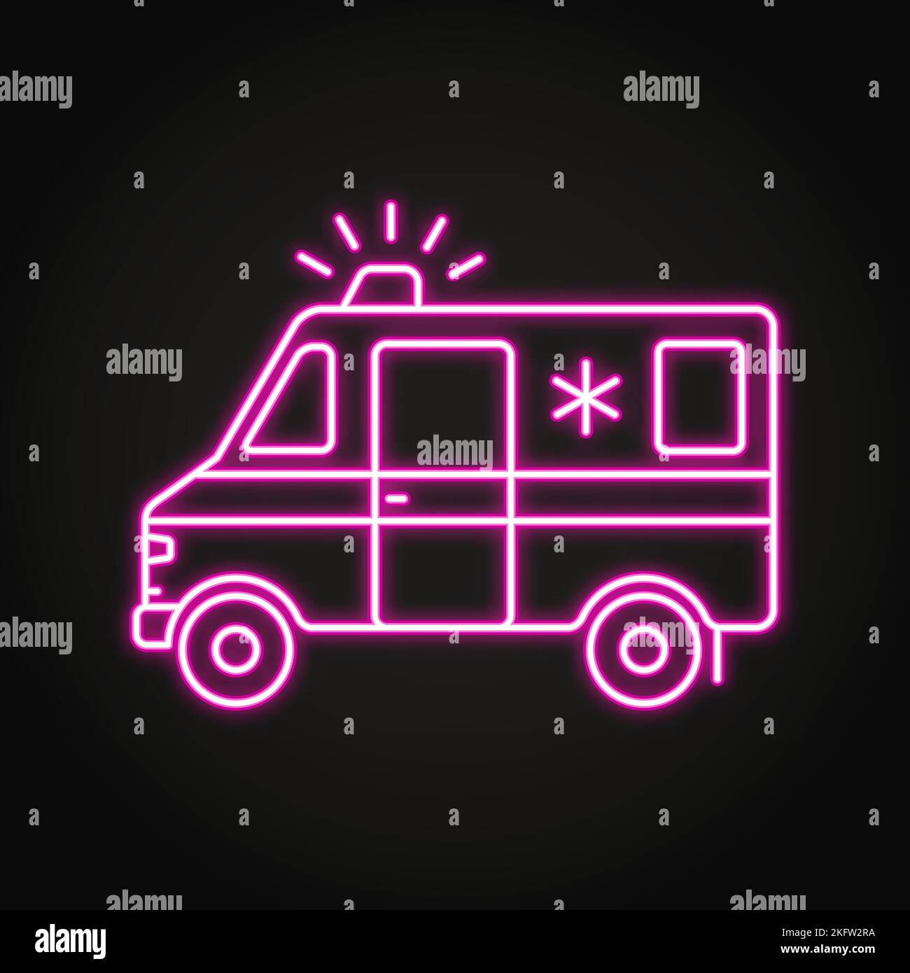 Ambulance neon icon in line style. Emergency car symbol. Vector ...