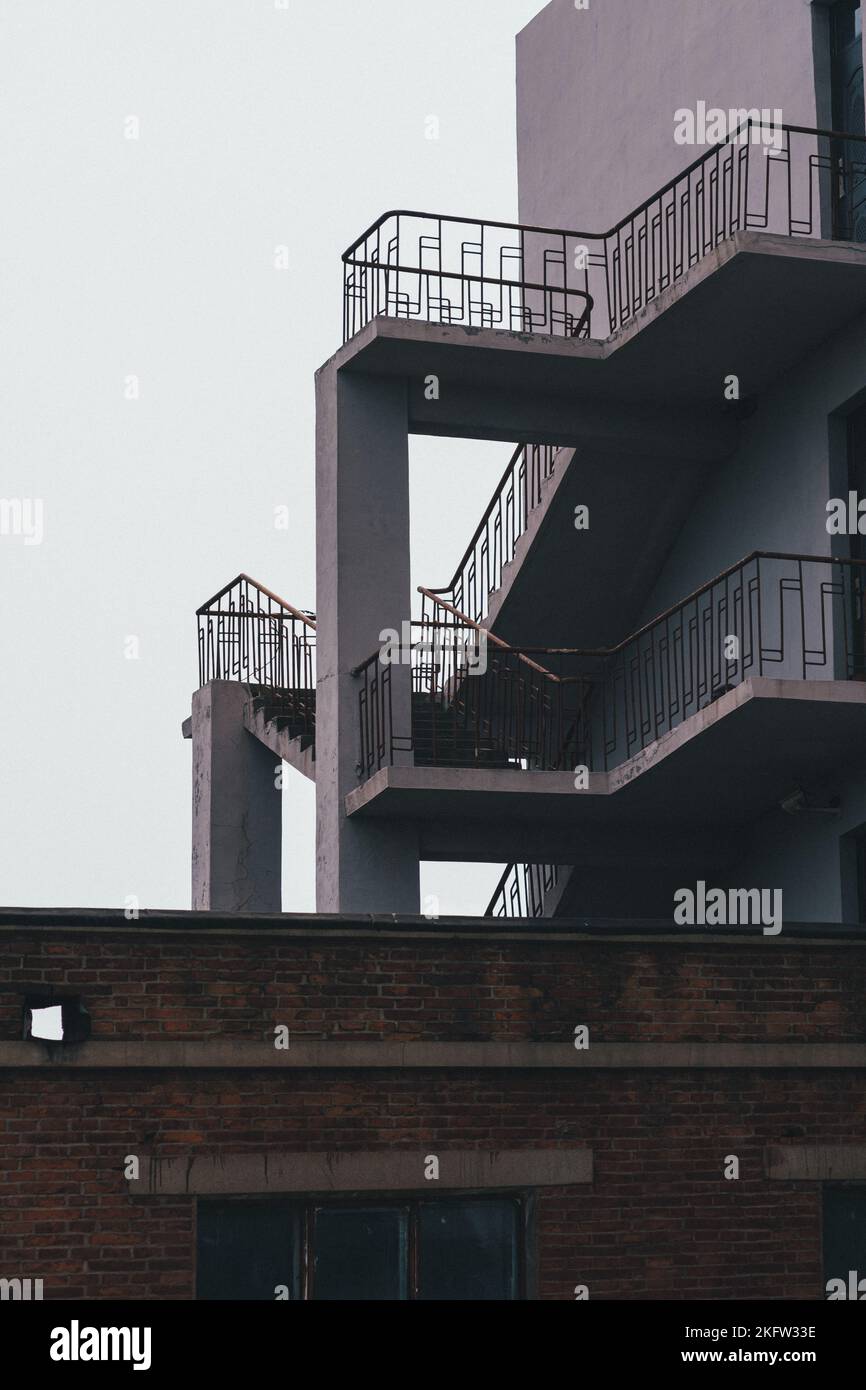 A beautiful shot of stairways outside of the building Stock Photo - Alamy
