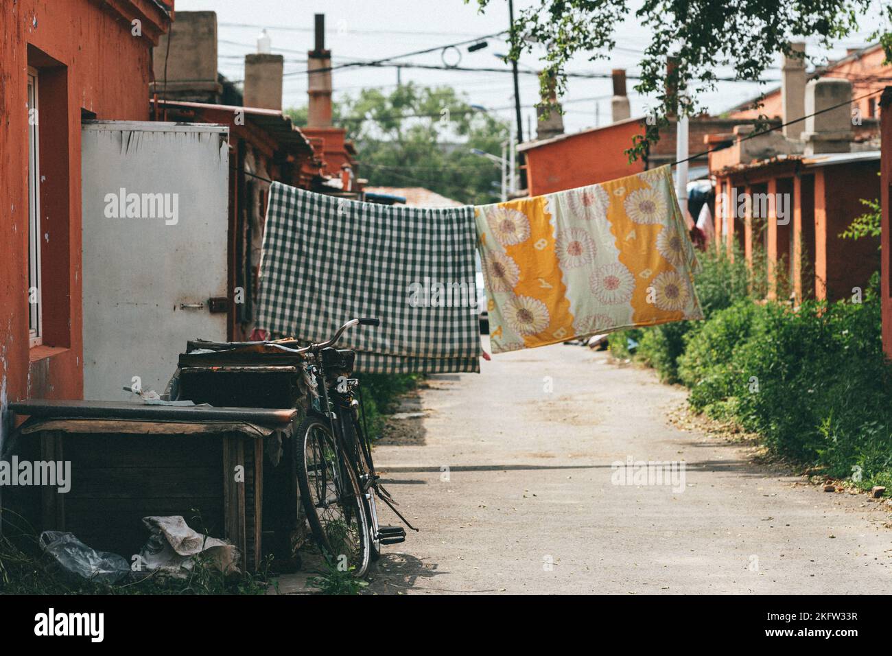 A beautiful shot of a laundry drying outside Stock Photo - Alamy