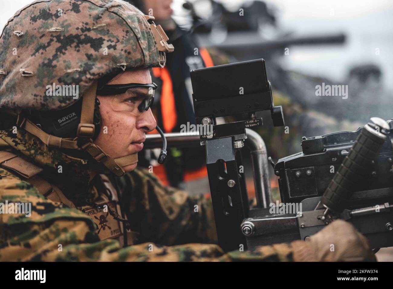 U.S. Marine Corps Cpl. Hunter Topper, a vehicle recovery operator with ...
