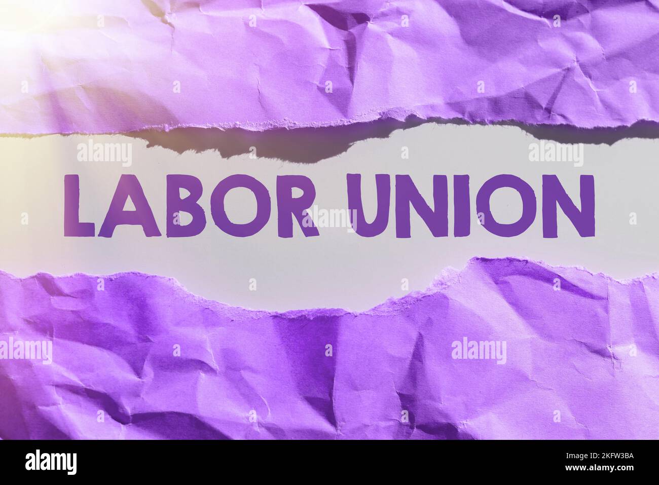 Sign displaying Labor Union. Word Written on rules relating to rights ...