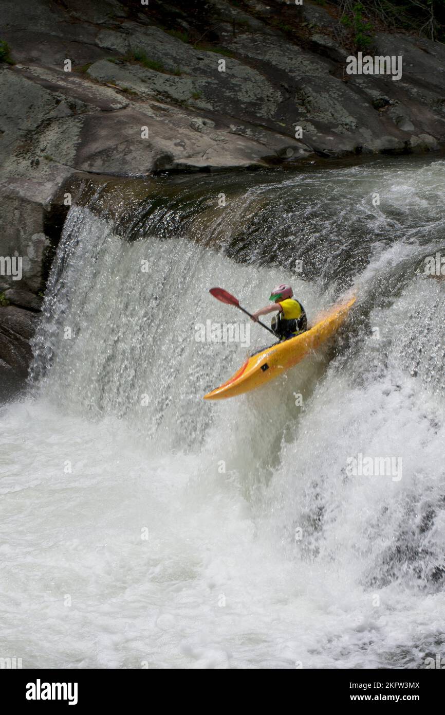 A male Kayaking and falling from a waterfall water Stock Photo - Alamy