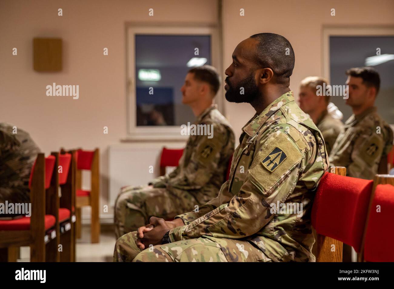 Soldiers of 2-151st Infantry Battalion “Task Force Nighthawk” attend a ...