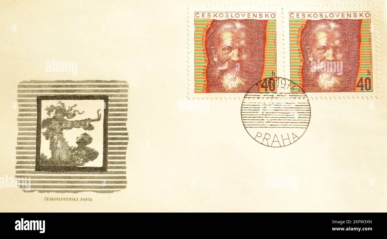 First Day Cover Letter, with stamps that show portrait of Czech ...