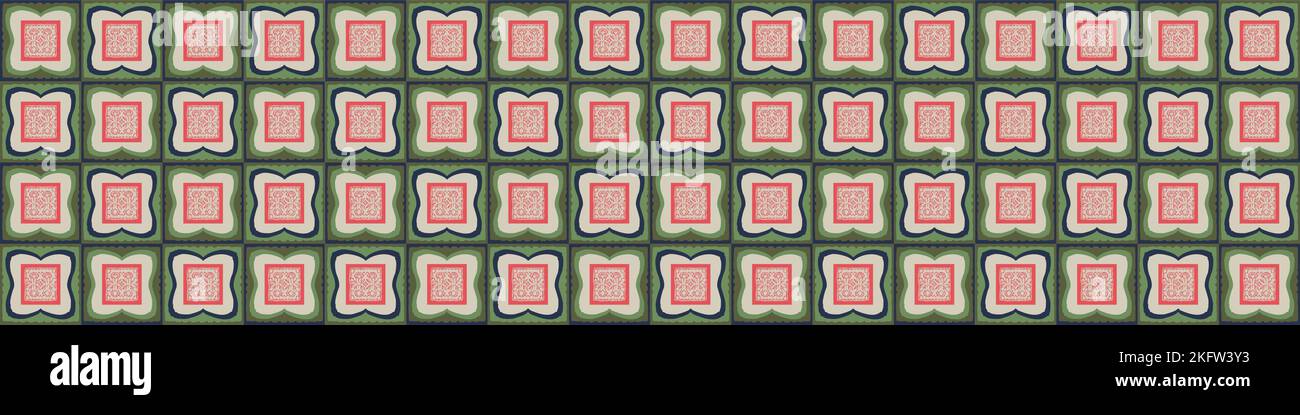 Hand drawn retro block print seamless border. Vector vintage design for ...