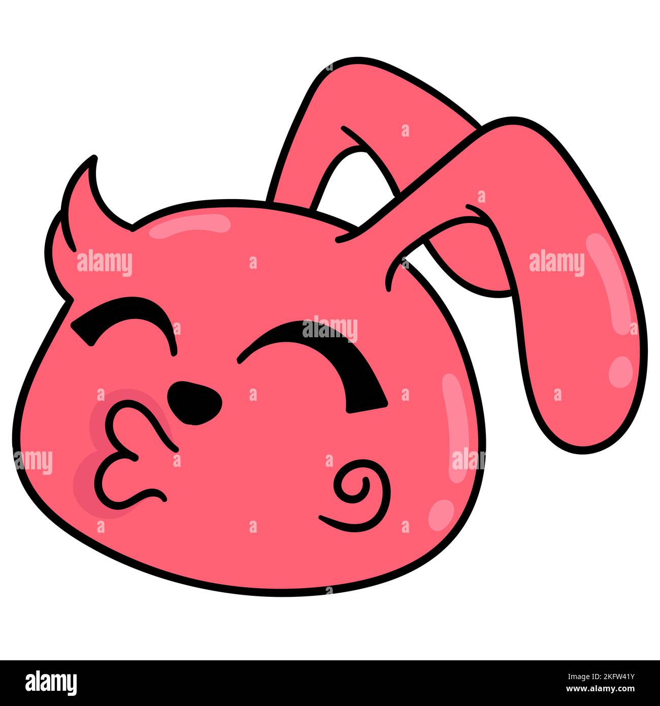 A cute vector design of a pink bunny cartoon character doodle on a ...