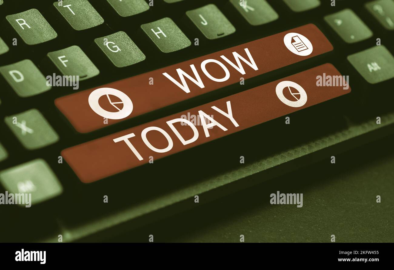 Hand writing sign Wow. Concept meaning Expressing astonishment and awe ...