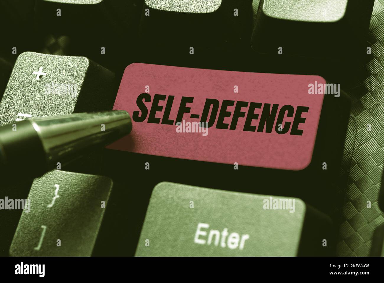 Conceptual caption Self Defense. Concept meaning the act of defending ...