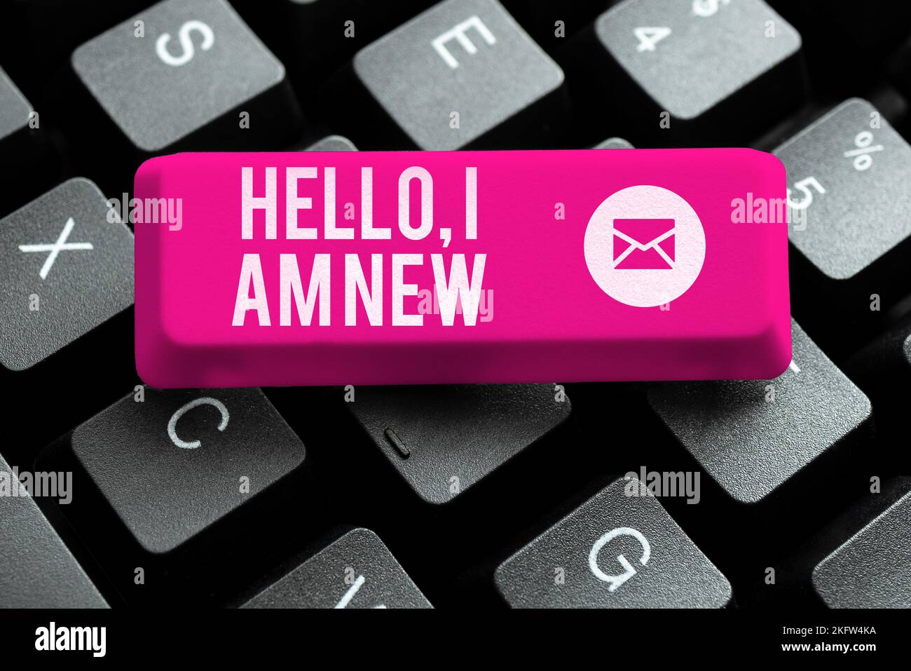 Conceptual caption Hello, I Am New. Business concept introducing ...