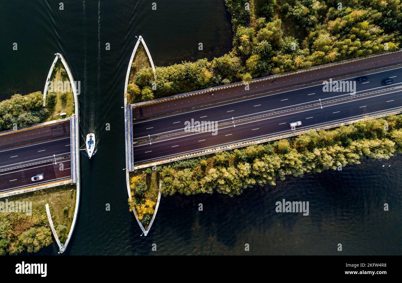 Navigable aquaduct near Harderwijk, Netherlands. In use since 2003 ...