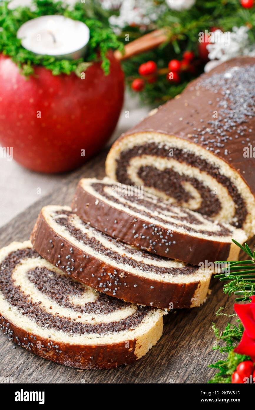 Festive poppy seed cake. Party dessert Stock Photo - Alamy