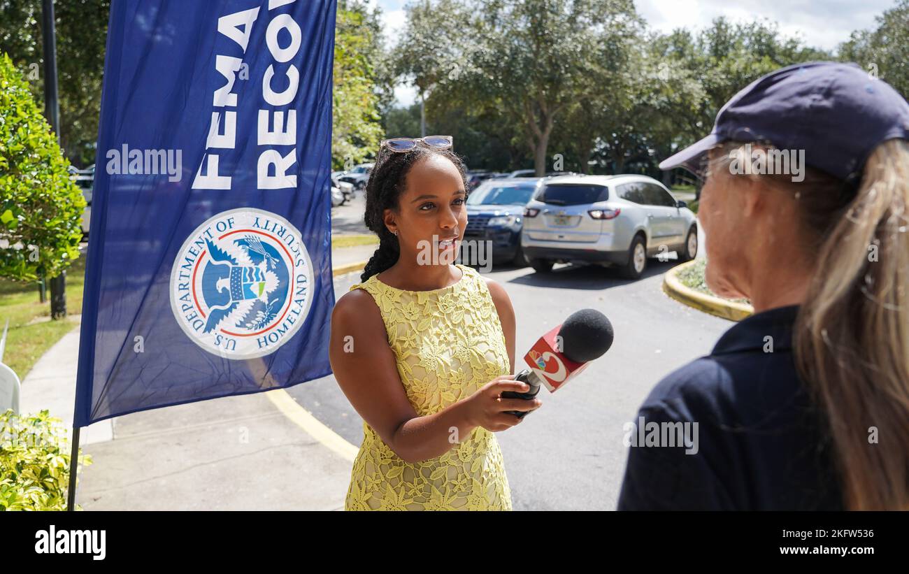 Orlando, FL, (Oct. 9, 2022) - FEMA Spokesperson Jann Tracey speaks with ...