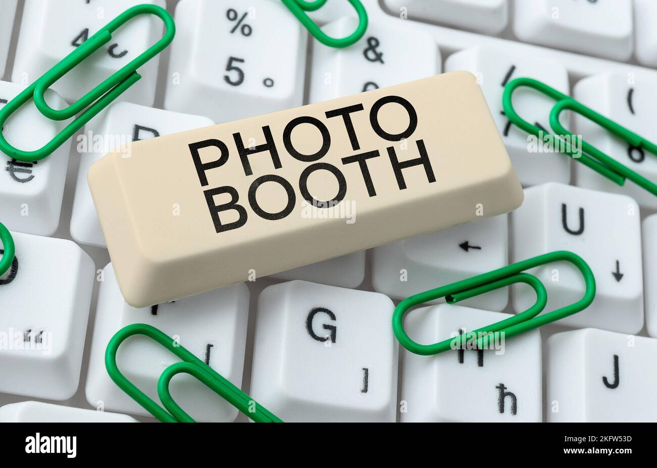 Hand writing sign Photo Booth. Business overview form of photo sharing ...