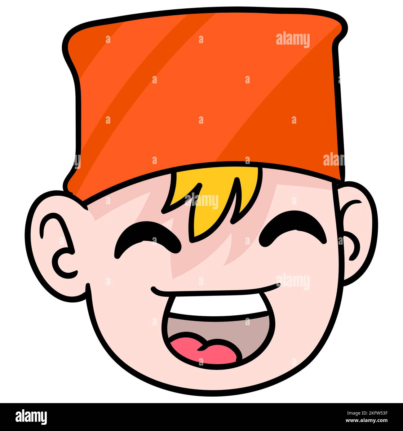 A vector design of a smiley Muslim boy wearing a cap, a doodle icon ...