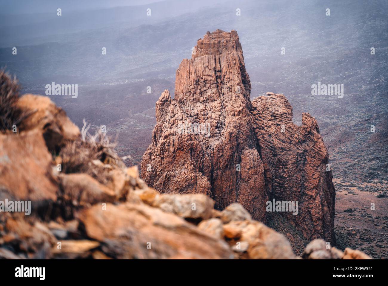Nature Landscape view of the dry desert and rugged rocky volcanic ...
