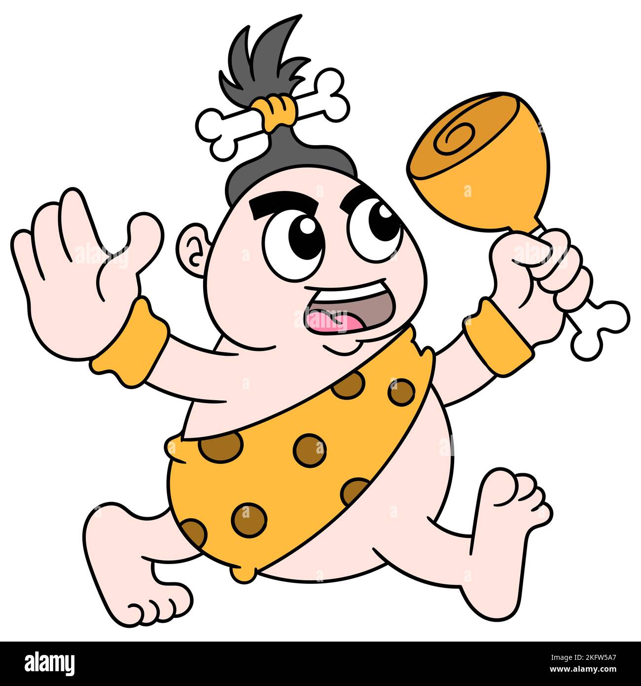 A cute cave man cartoon character isolated on the white background ...