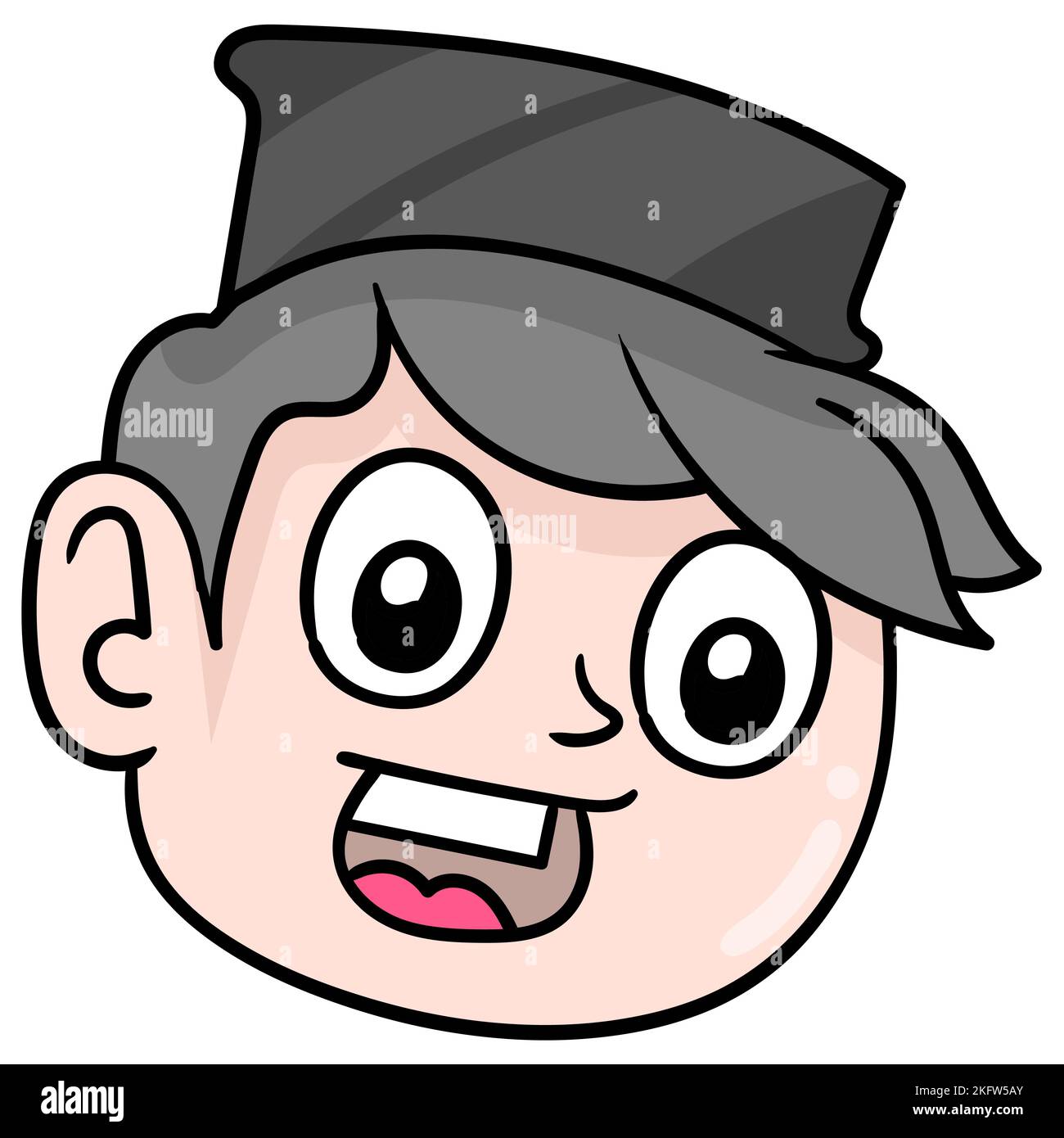 A vector design of a smiley boy wearing a black cap, a doodle icon ...