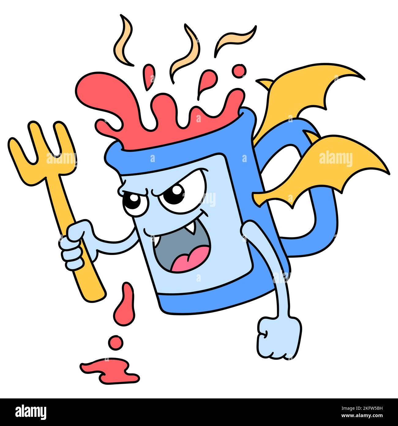 A cute angry cup of an alcoholic drink with wings cartoon character ...