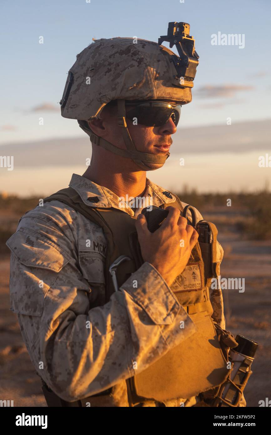 U.S. Marine Corps Sgt. Cody McKnight from Galveston, Texas, a machine ...