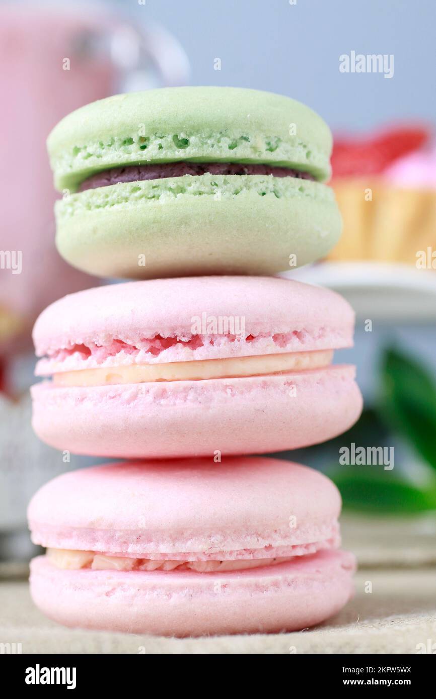 Stack of french macaroons, party dessert Stock Photo - Alamy