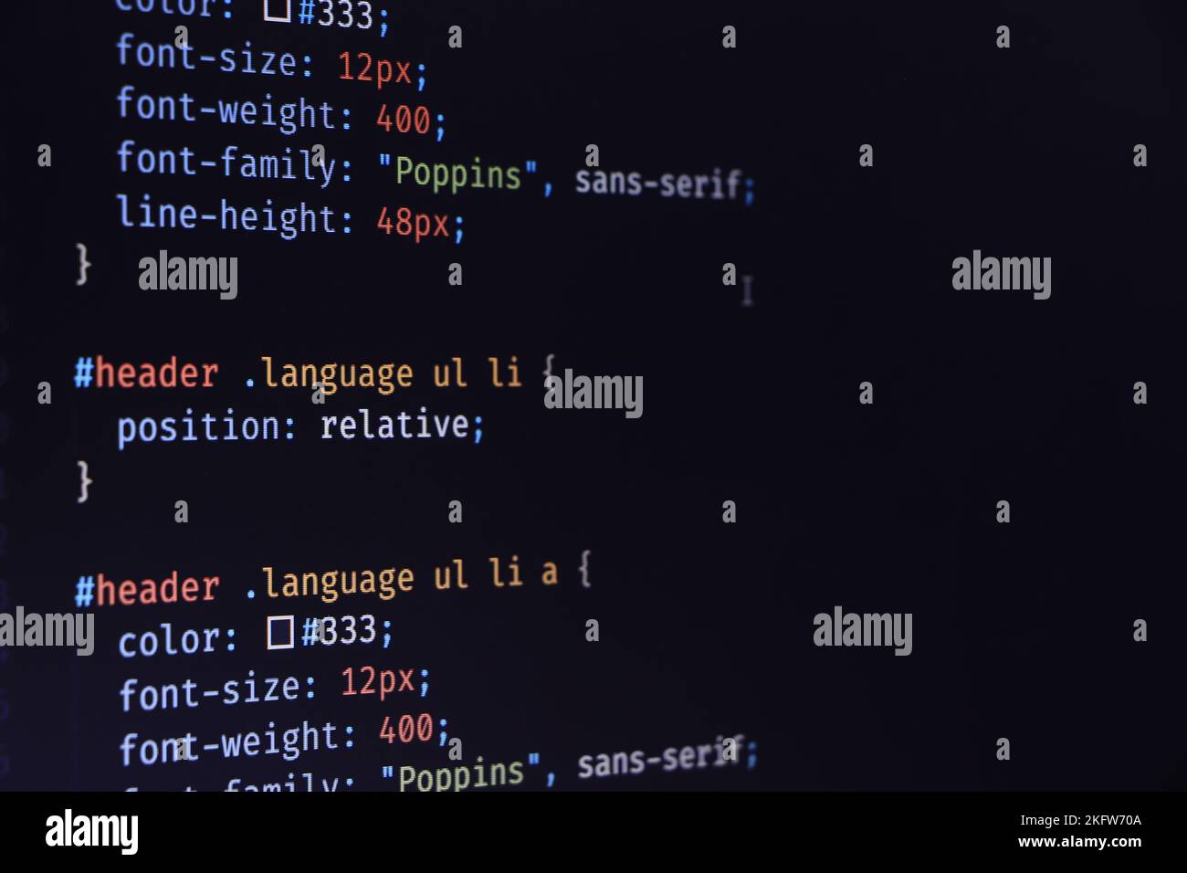 Code of web page displayed on a computer monitor Stock Photo - Alamy