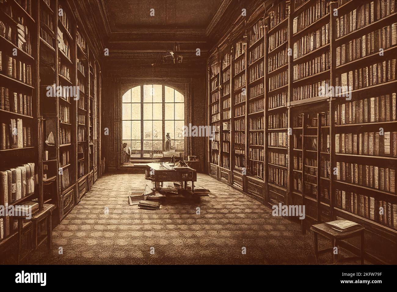 old books in a old library Stock Photo - Alamy