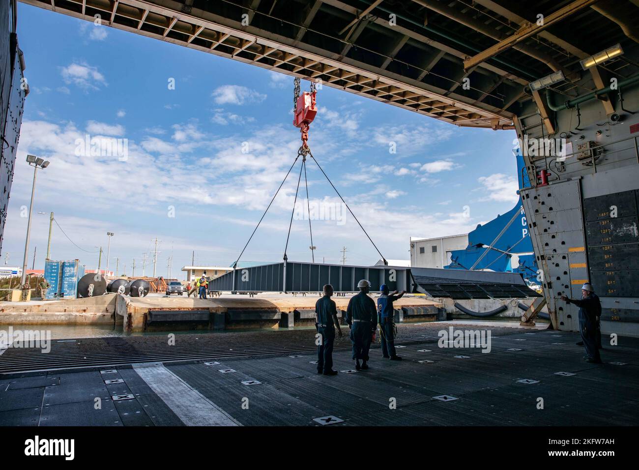 U.S. Navy Sailors assigned to the San Antonio-class amphibious ...